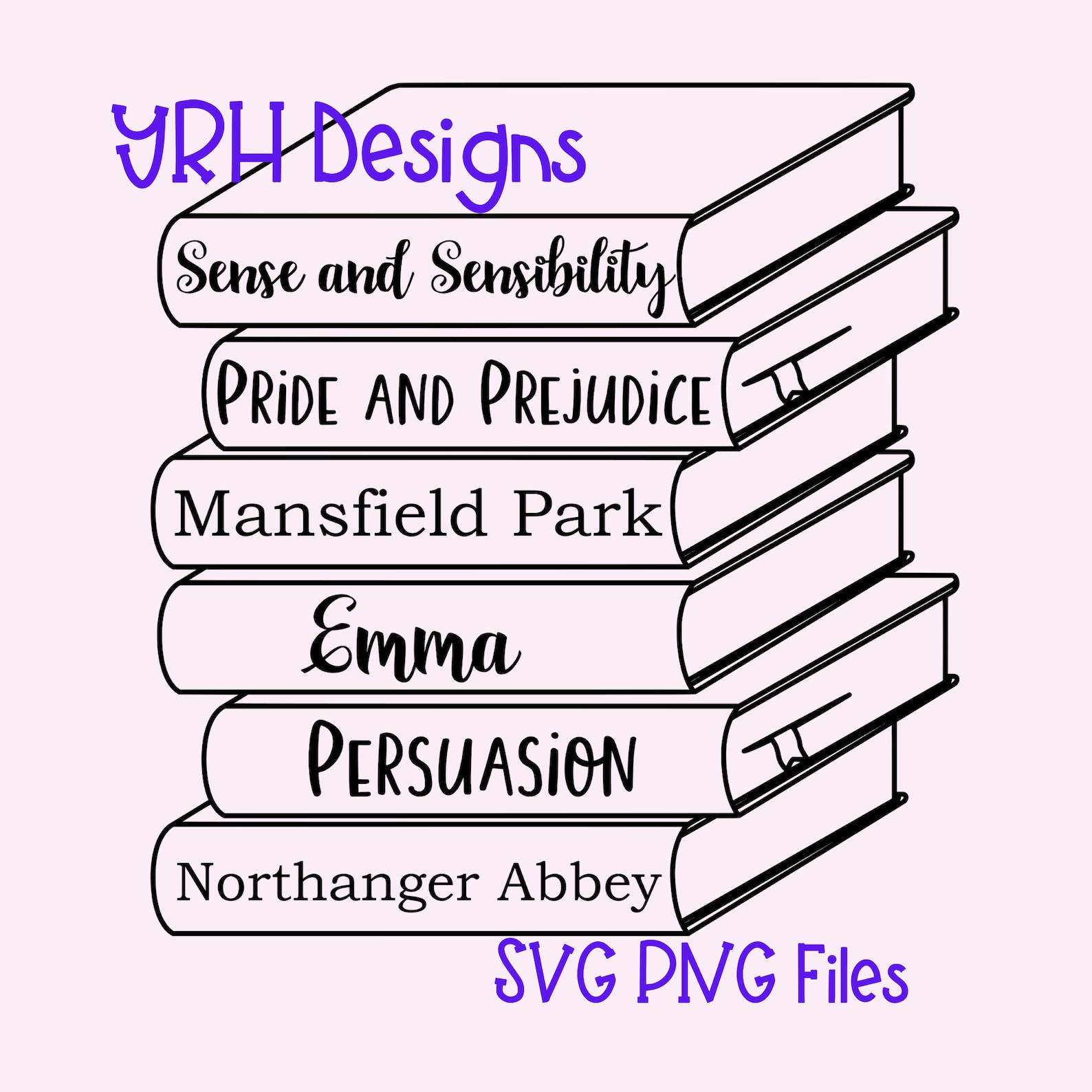 Jane Austen Bookstack SVG PNG Files - Etsy