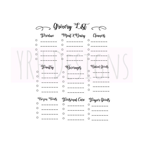 Grocery List SVG PNG PDF Digital Download Files | Etsy UK