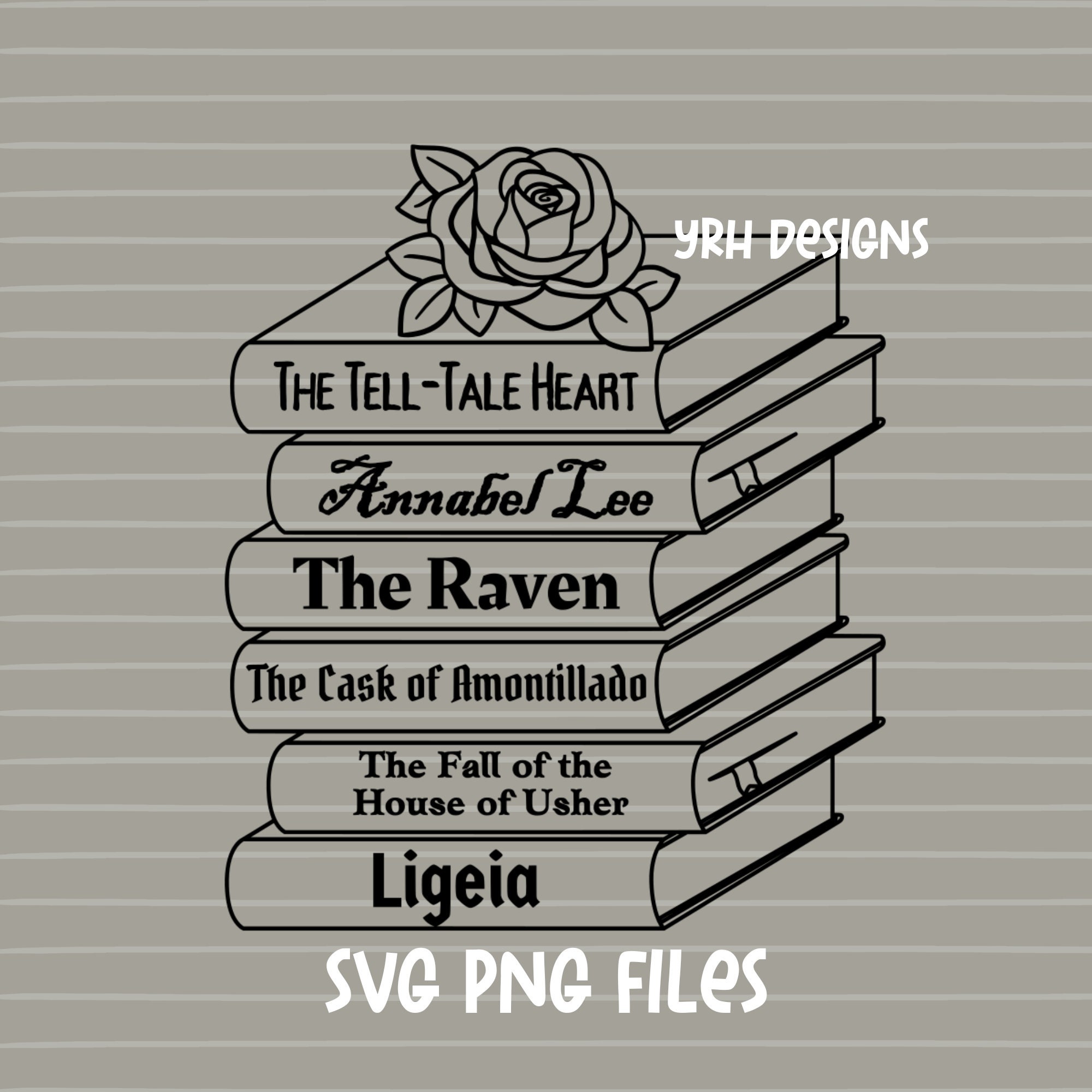 Edgar Allan Poe Bookstack SVG PNG Digital Download Files Poe Book Stack - Etsy