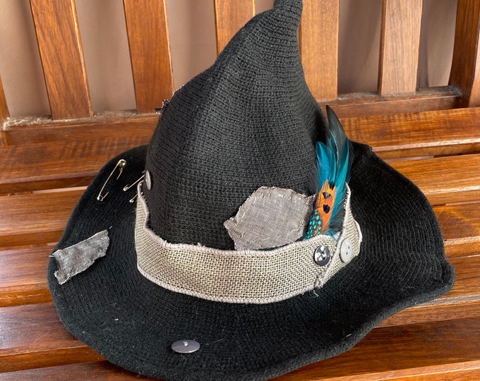 Black Wizard Hat Witch Hat Moldable Hat Traveling Wizard Feather May ...