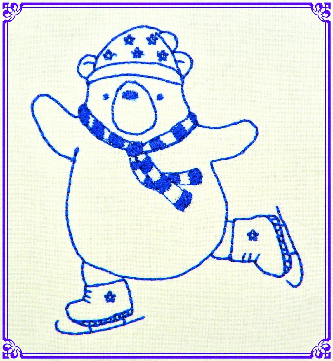 Ice-skating-bears-redwork-4x4-cf-jrs (6 Machine Embroidery Designs) - Etsy