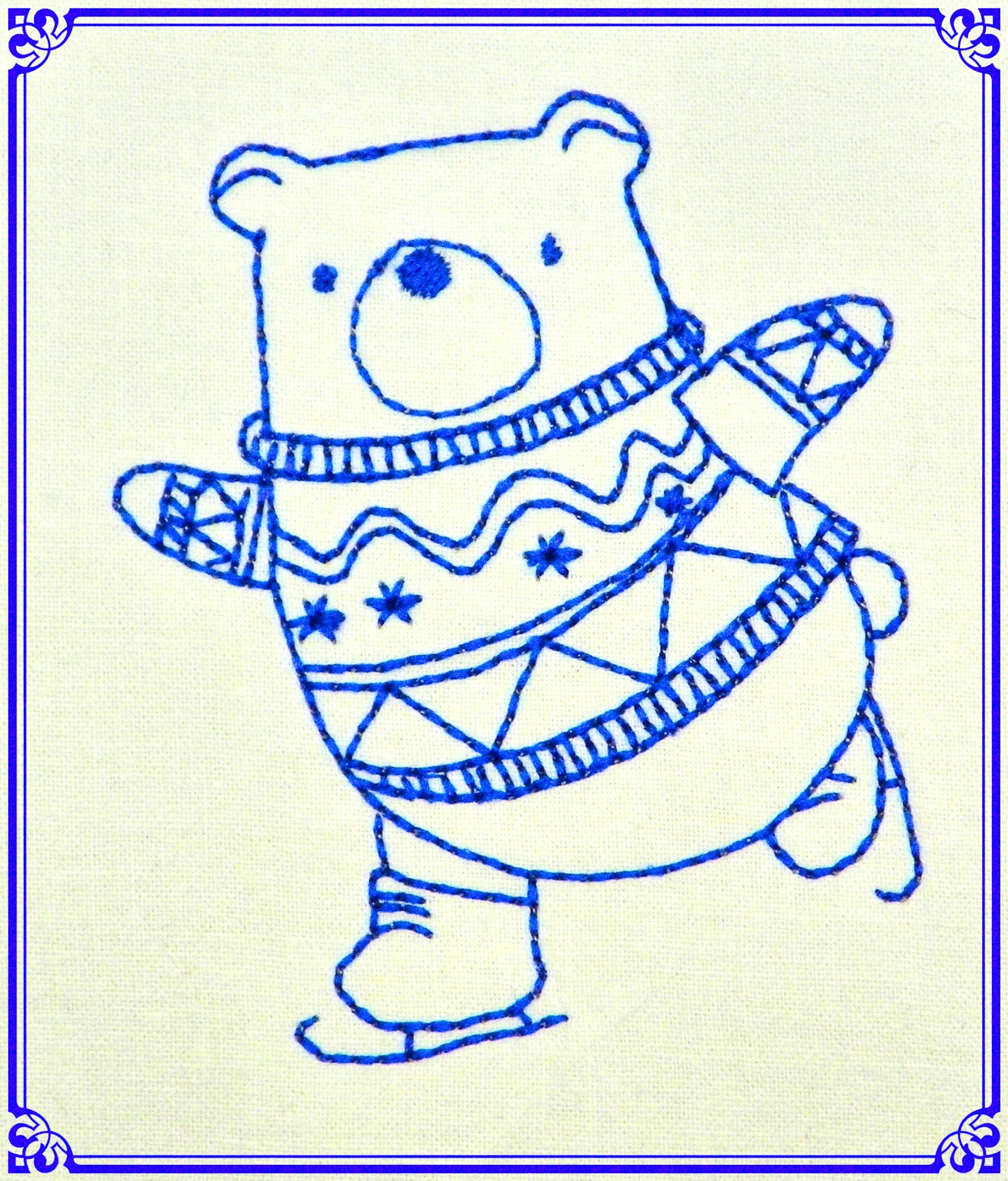Ice-skating-bears-redwork-4x4-cf-jrs (6 Machine Embroidery Designs) - Etsy
