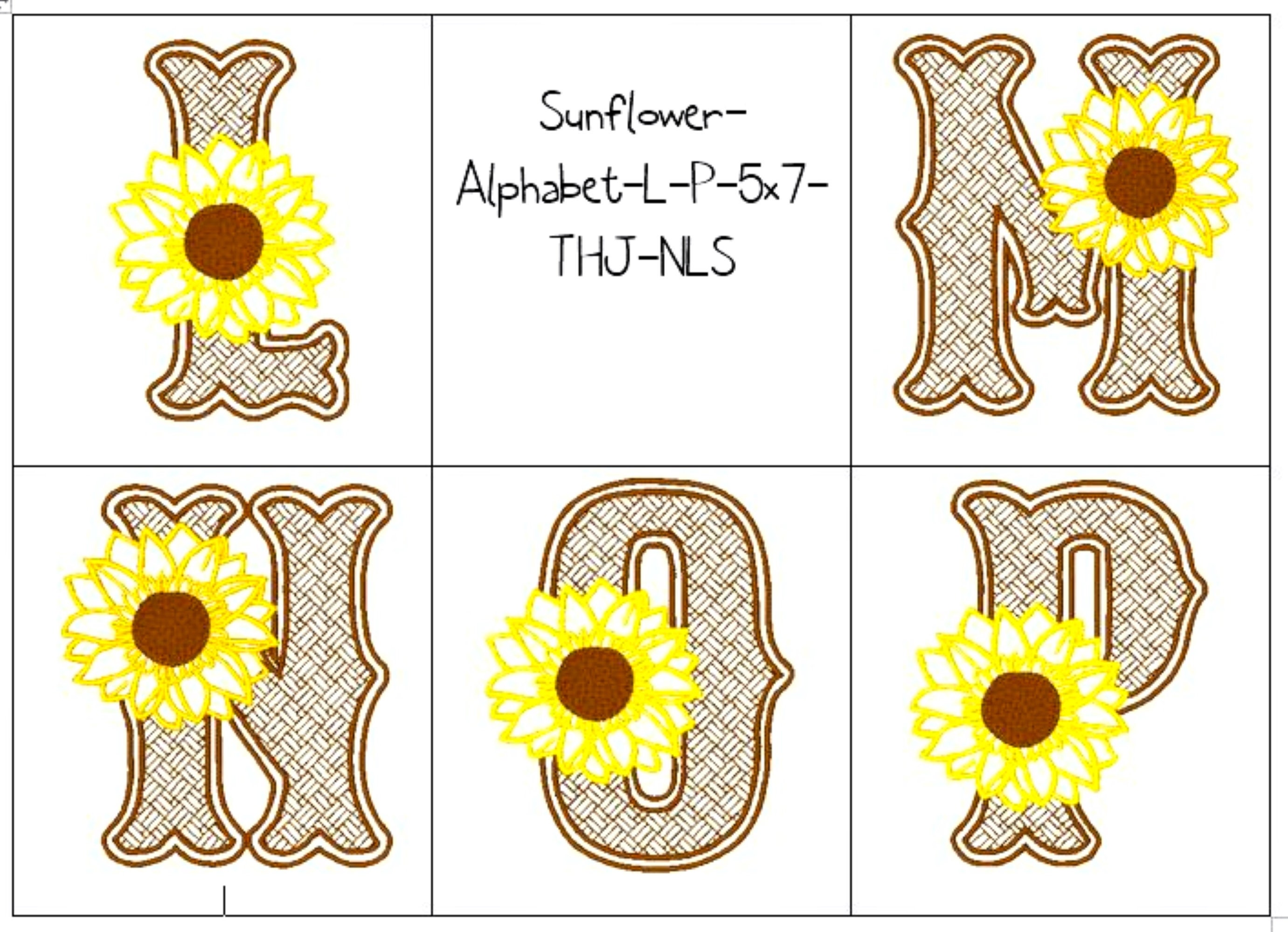 Sunflower-alphabet-l-p-5x7-thj-nls 5 Machine Digitized - Etsy UK