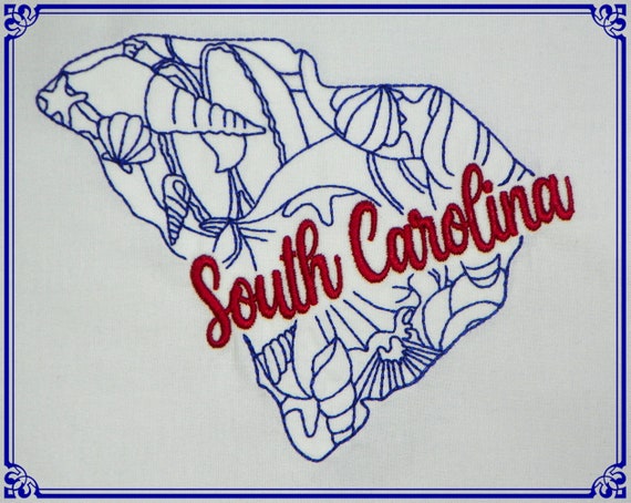 State-map-south-carolina-sea-shells-5x7-cr-cf-nls 1 Machine | Etsy
