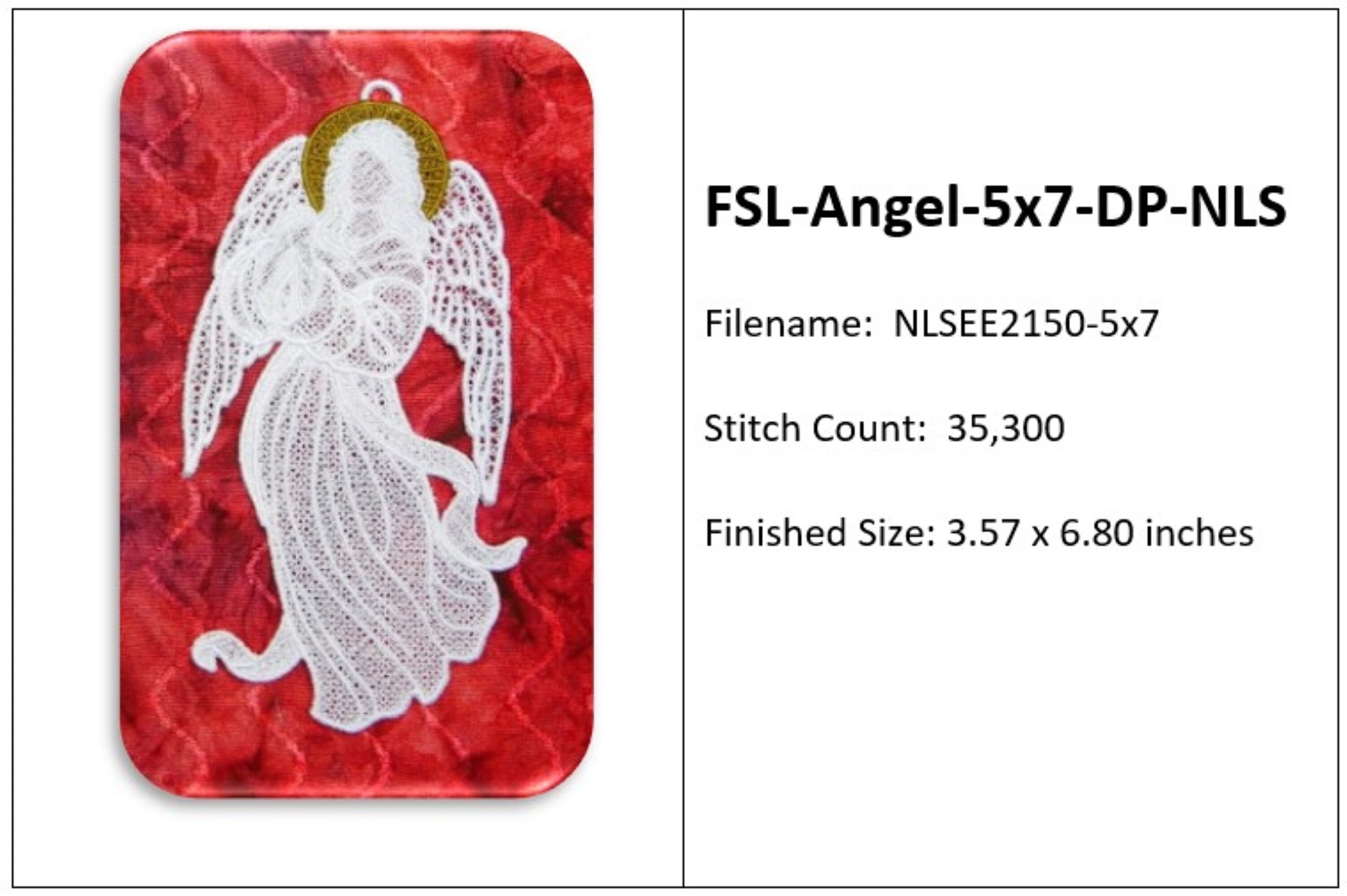 Fsl-angel-5x7-dp-nls (1 Machine Embroidery Design) - Etsy