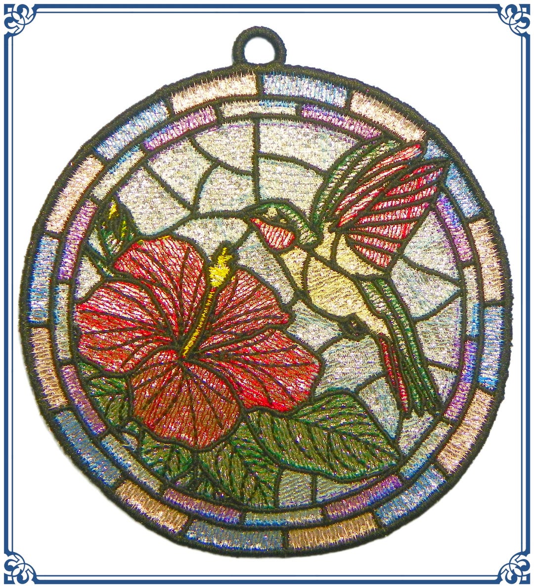 Fsa-organza-stained-glass-humming-bird-5x7-cf-nls (1 Machine Embroidery ...