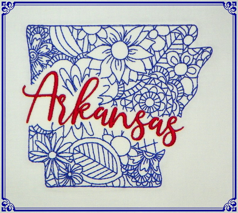 Arkansas-state-map-5x7-cf-nls (1 Machine Embroidery Design) - Etsy