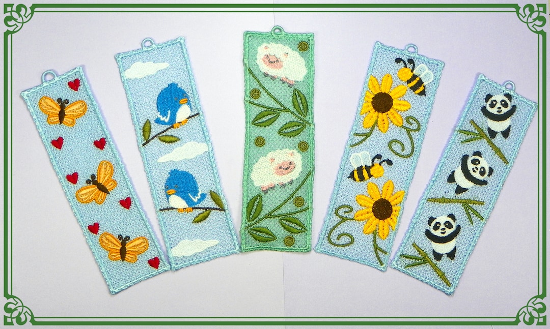 Fsl-creature-bookmarks-5x7-dah-nls (5 Machine Embroidery Designs) - Etsy
