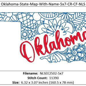 Oklahoma-state-map-with-name-5x7-cr-cf-nls (1 Machine Embroidery Design) - Etsy