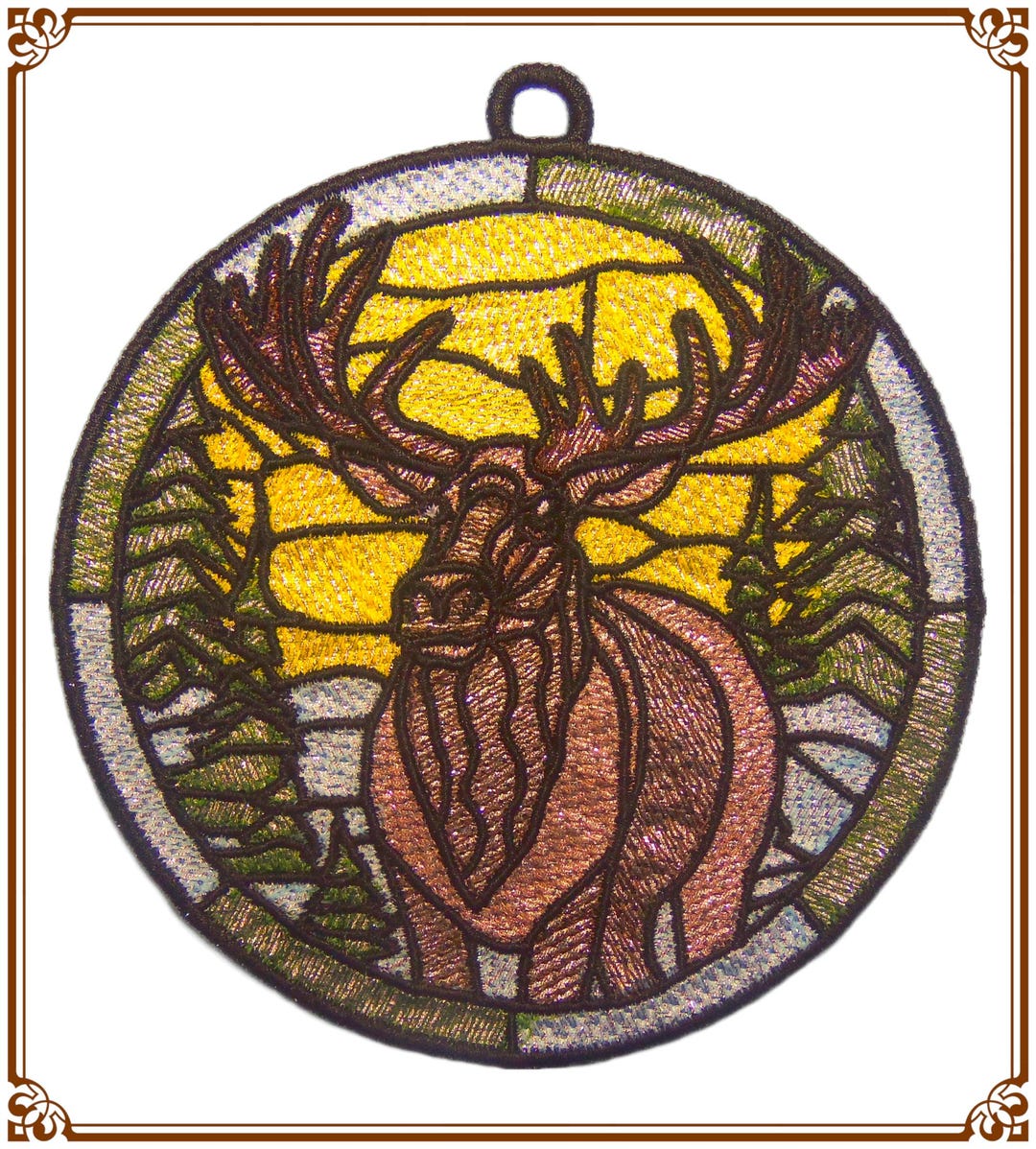 Fsa-organza-stained-glass-moose-5x7-cf-nls (1 Machine Embroidery Design ...