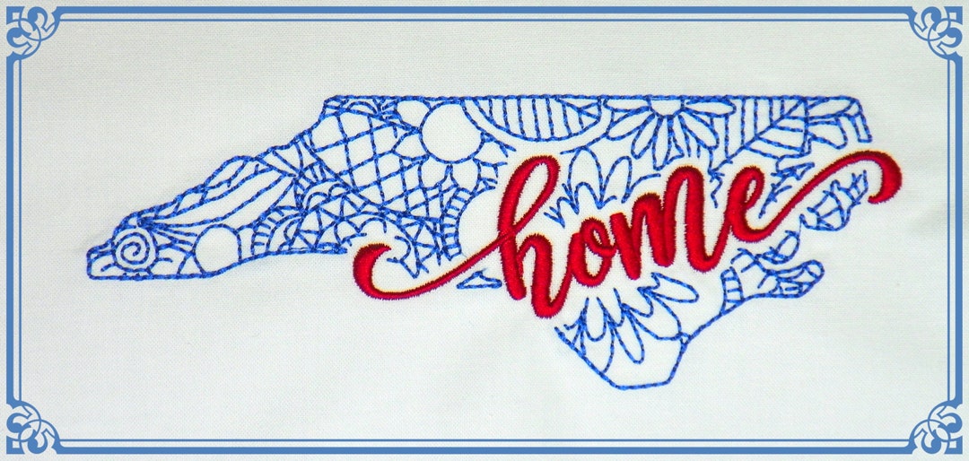North-carolina-state-map-4x4-cr-cf-nls (1 Machine Embroidery Design) - Etsy