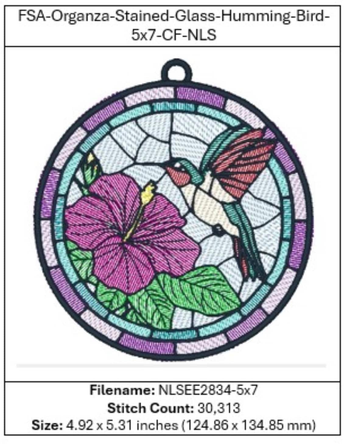 Fsa-organza-stained-glass-humming-bird-5x7-cf-nls (1 Machine Embroidery ...