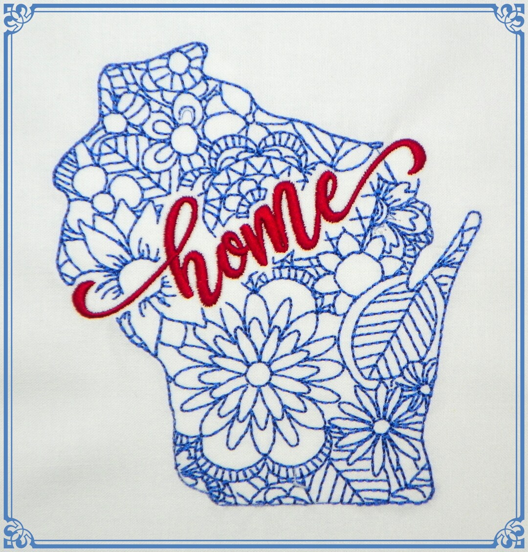 State-map-wisconsin-5x7-cf-nls (1 Machine Embroidery Design) - Etsy