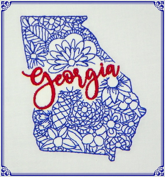 Georgia-state-map-name-4x4-cr-cf-nls 1 Machine Embroidery | Etsy