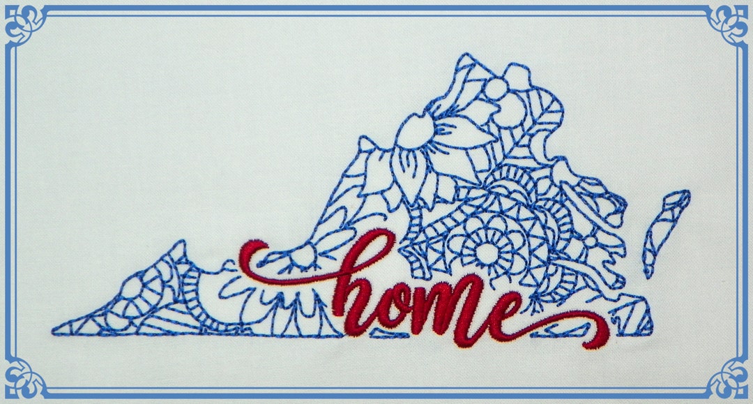 State-map-virginia-5x7-cf-nls (1 Machine Embroidery Design) - Etsy
