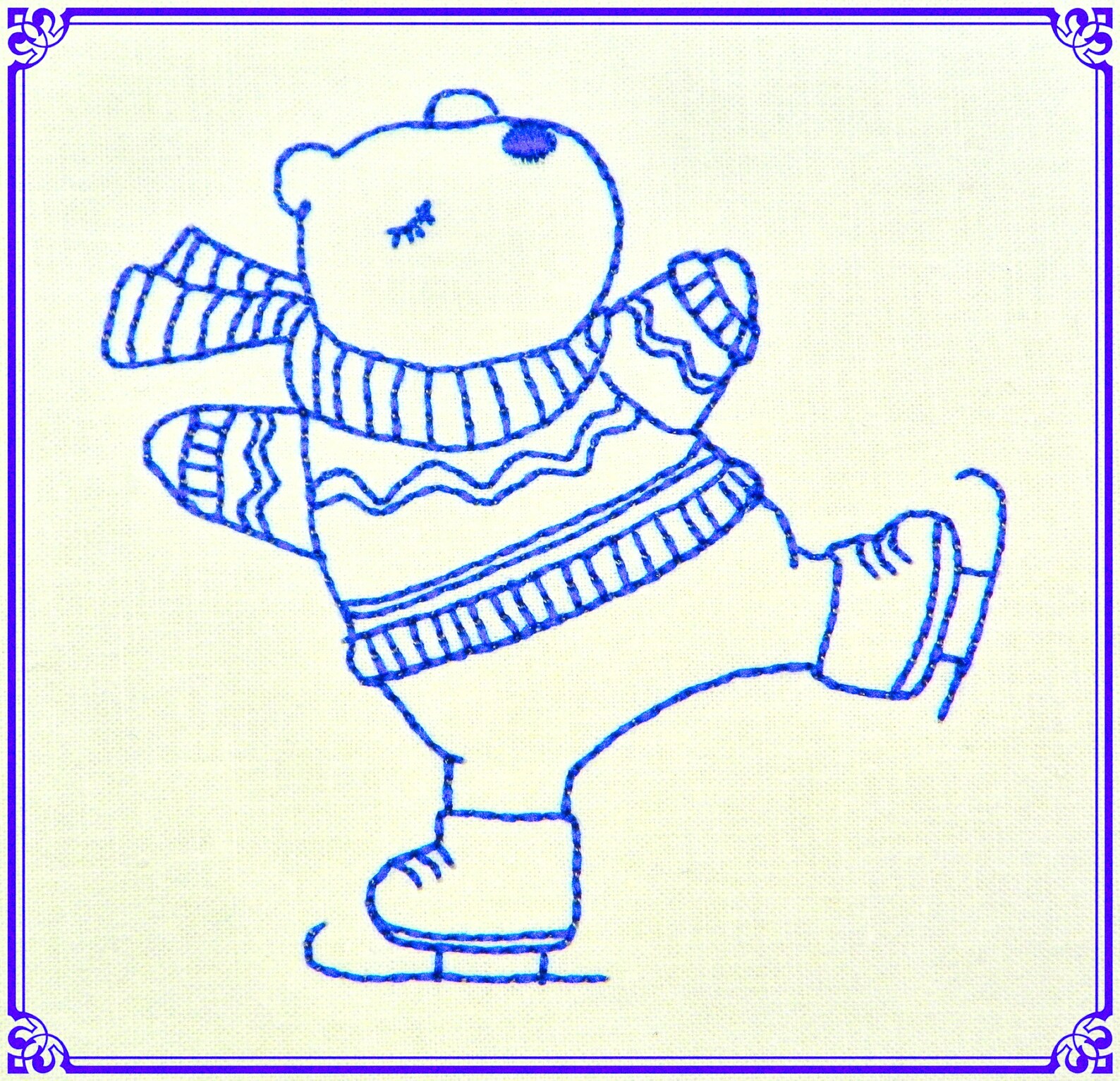 Ice-skating-bears-redwork-4x4-cf-jrs (6 Machine Embroidery Designs) - Etsy