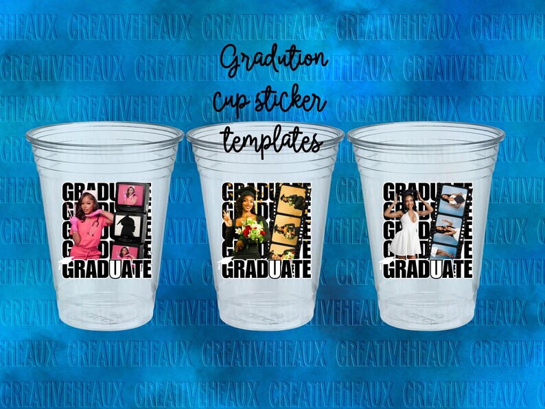 Graduation Party Cup Stickers | Styrofoam Cup Stickers | Canva Template ...