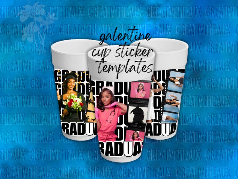 Graduation Party Cup Stickers | Styrofoam Cup Stickers | Canva Template ...