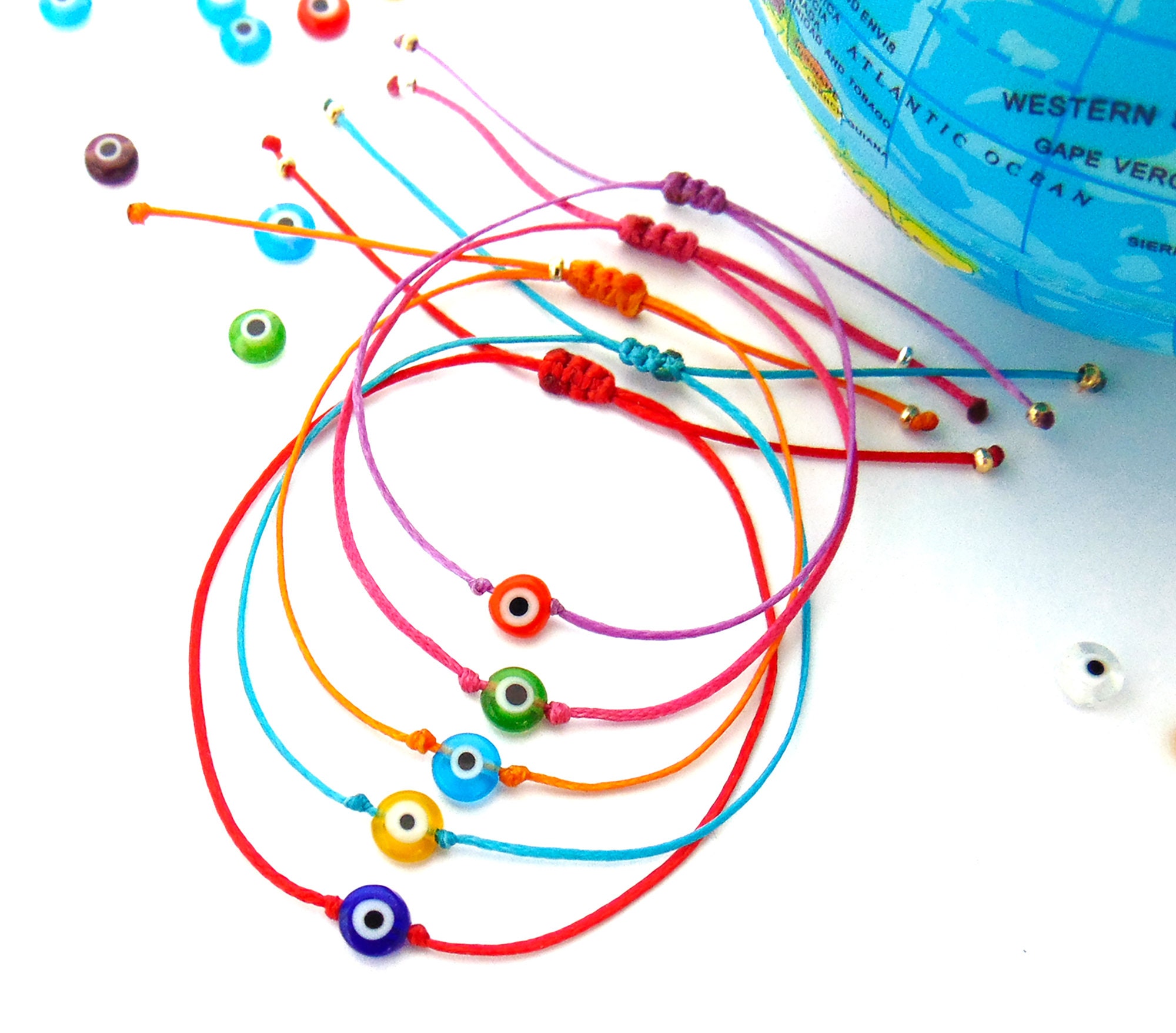 Evil Eye String Bracelet Greek Eye Bracelet Nazar Protection Bracelet ...