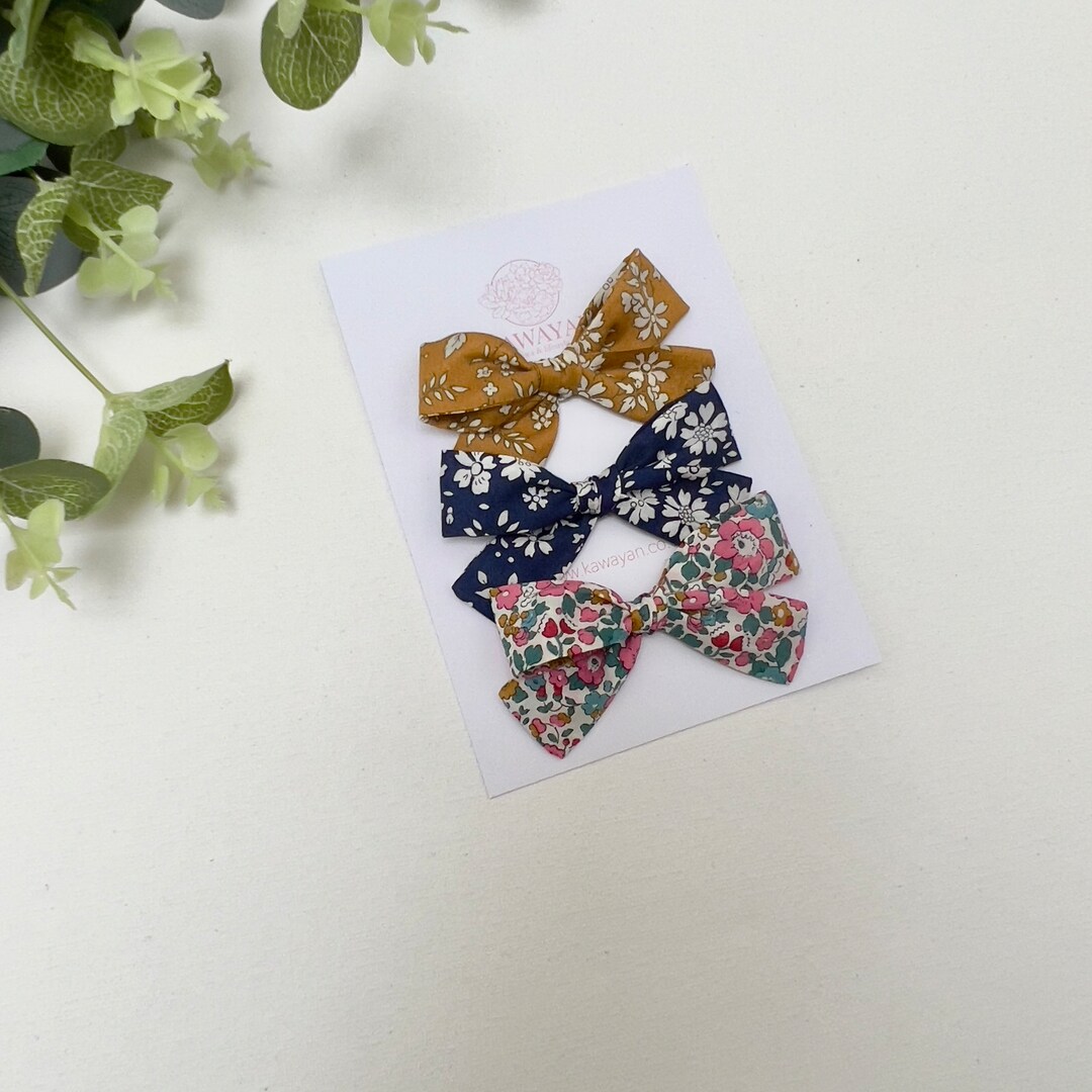 Liberty Mini Bow Set of 3, Fringe Liberty Clips, Hairbows, Baby Bows ...
