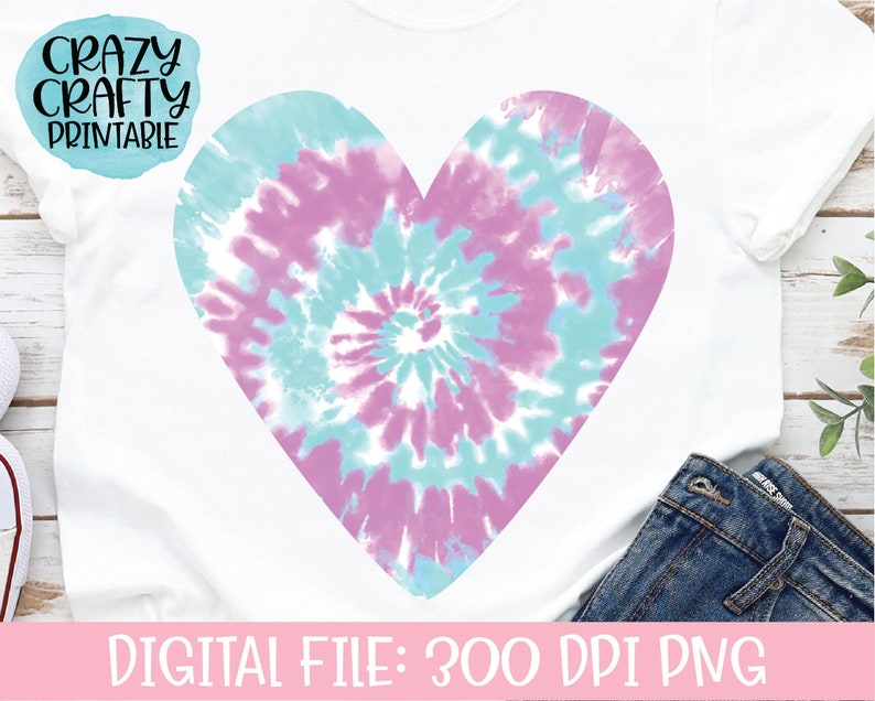Tie Dye Heart PNG, Valentine's Day Printable, Sublimation File, Love ...