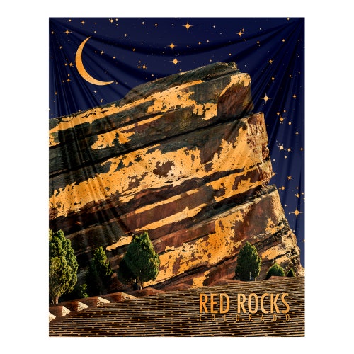 Red Rocks Amphitheatre Print Architecture Poster Colorado - Etsy