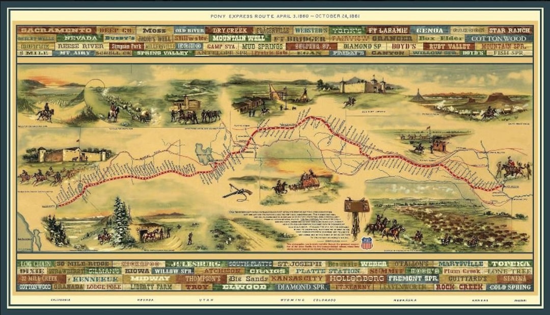 The Pony Express DP21826-34 - Scenic Map Digital Panel 24"x44" by ...