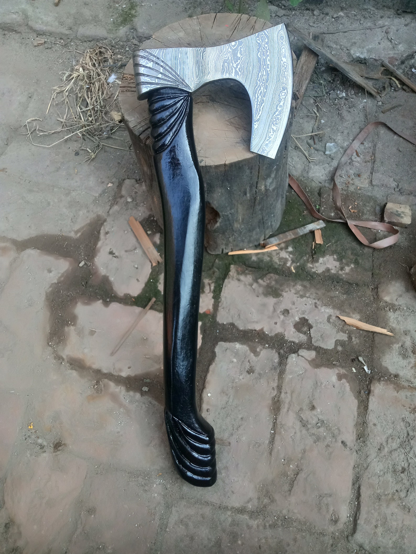 Custom Handforged Axe , Damascus Axe ,battle Axe , Outdoor Axe, New ...