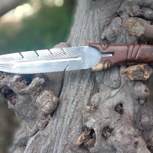 Hand Forged Carbon Steel Feather Knife With Sheath Gift for Him ...