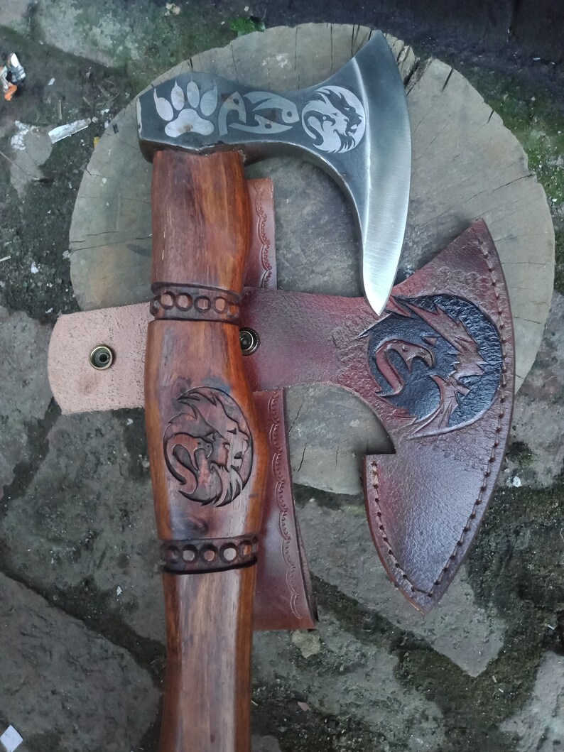 New Custom Hand-Forged carbon steel Tomahawk viking ragnarok | Etsy