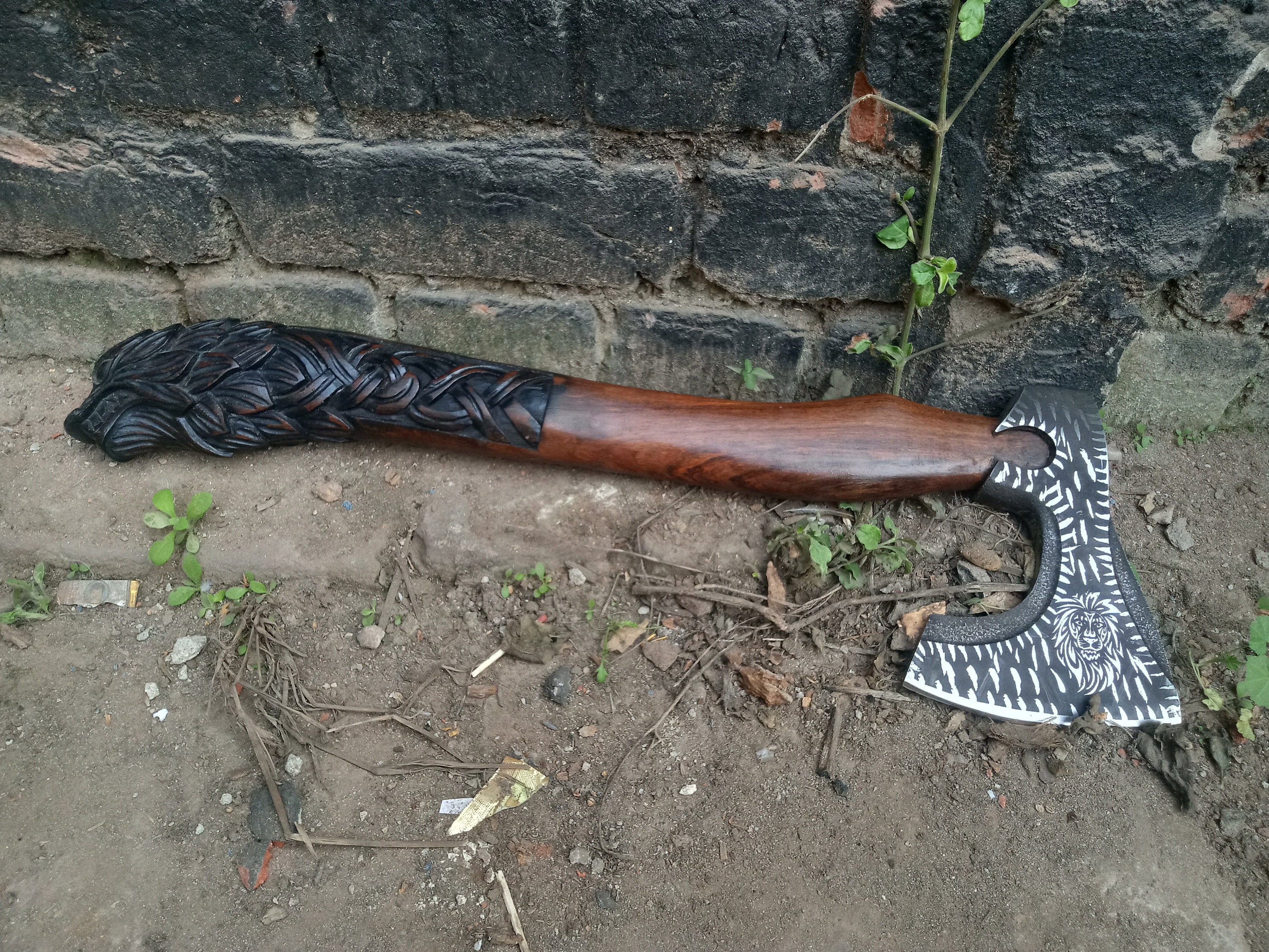 Axe Wolf Custom Hand Forged Bearded Axeviking AxeEtched | Etsy