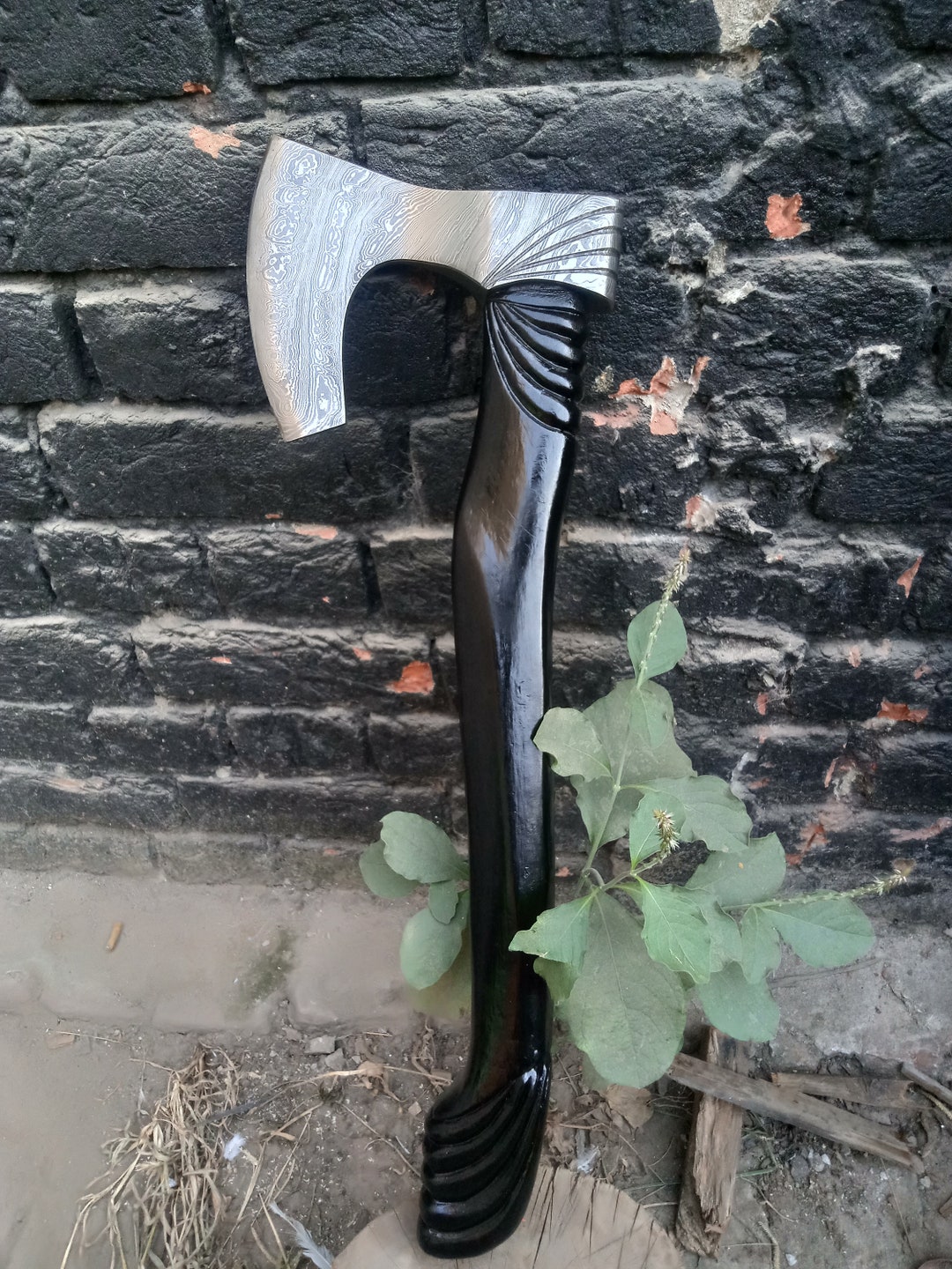 Custom Handforged Axe , Damascus Axe ,battle Axe , Outdoor Axe, New ...