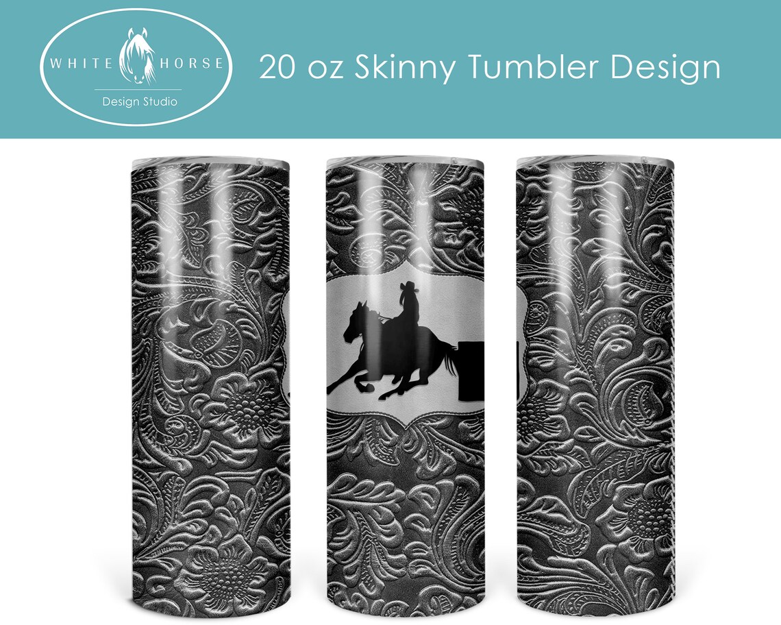 Barrel Racing Horse & Rider 1 Dark Gray Tooled Leather Wrap | Etsy