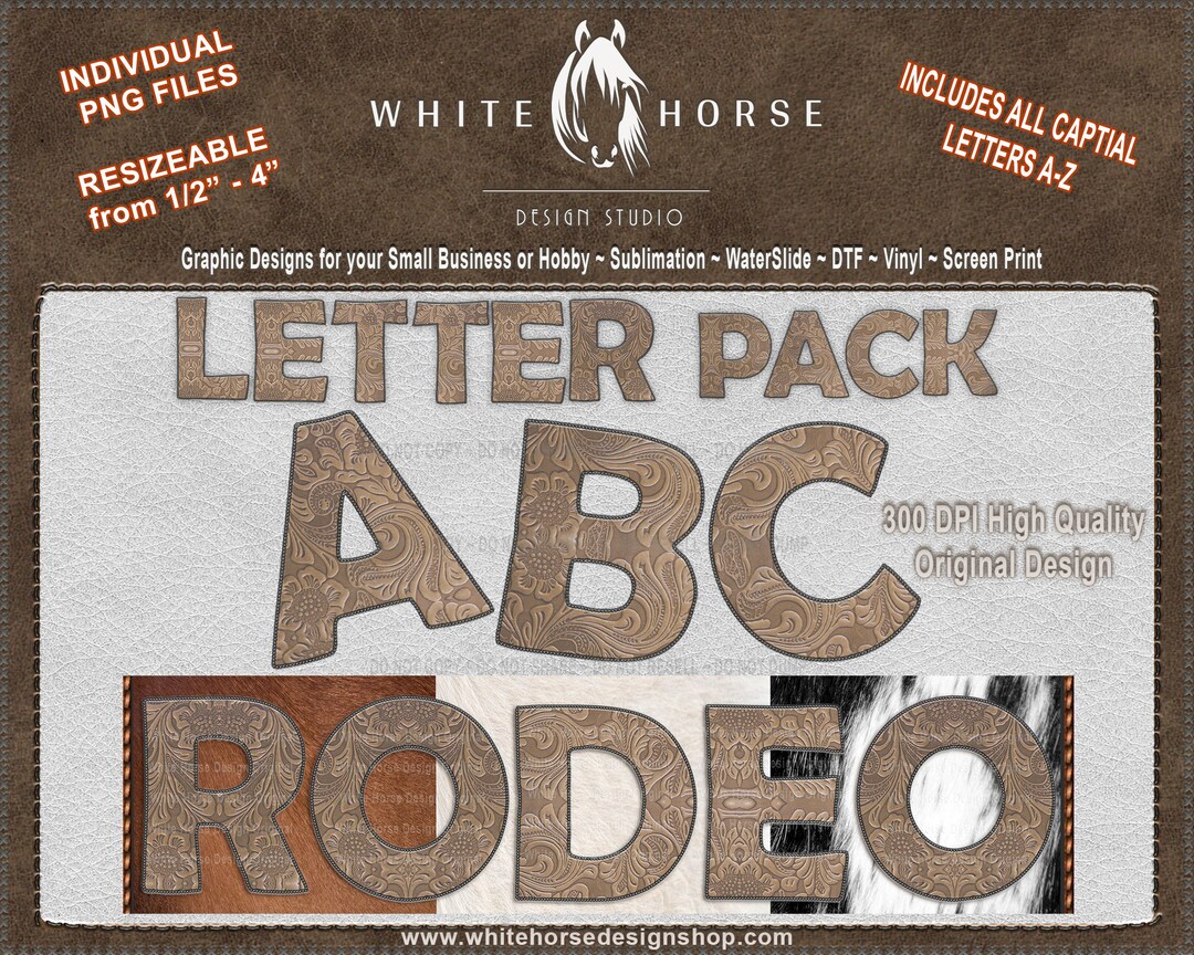 Tan Tooled Leather - LETTERING PACK - INDIVIDUAL Pngs - Etsy