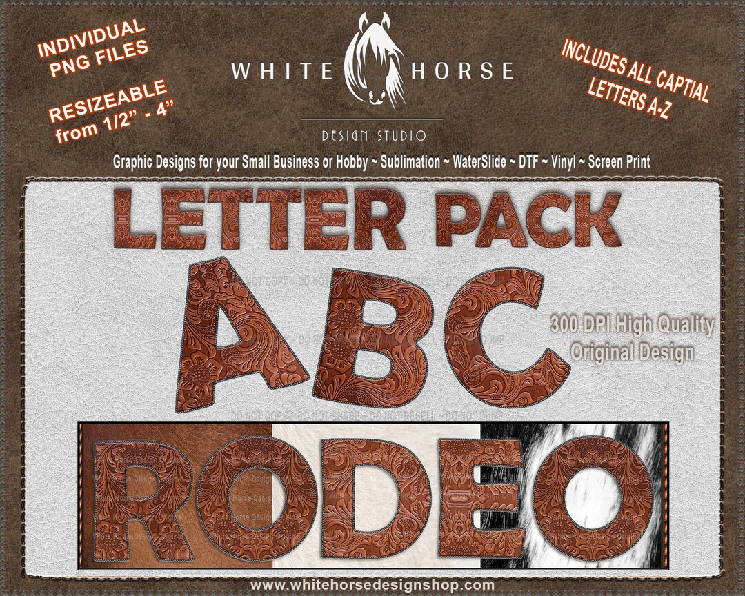 Chestnut Tooled Leather - LETTERING PACK - INDIVIDUAL Pngs - Etsy