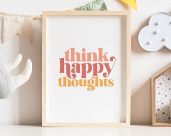 Think Happy Thoughts PNG Digital Image Download - Etsy