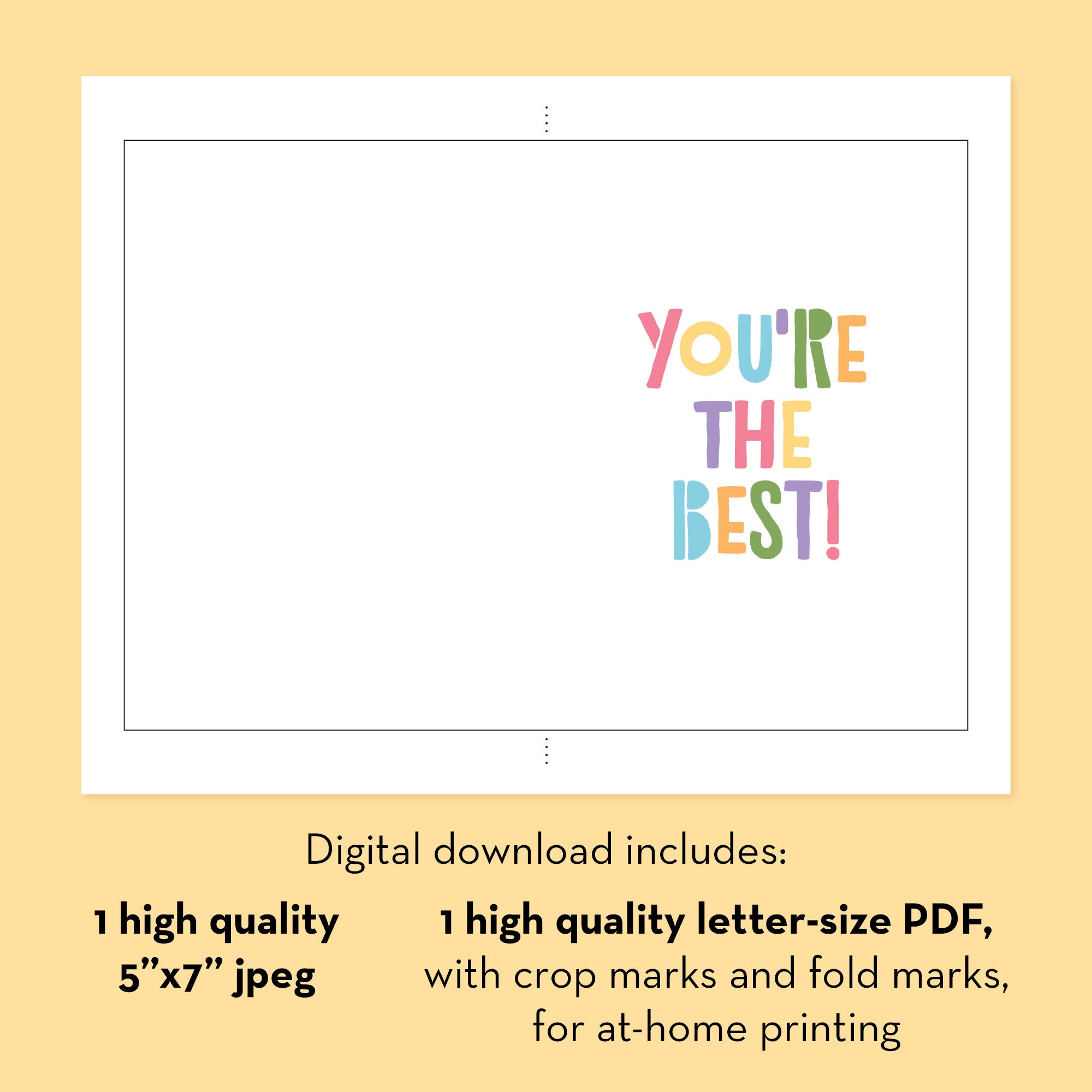 You're the Best Card Printable Digital Download (Download Now) - Etsy