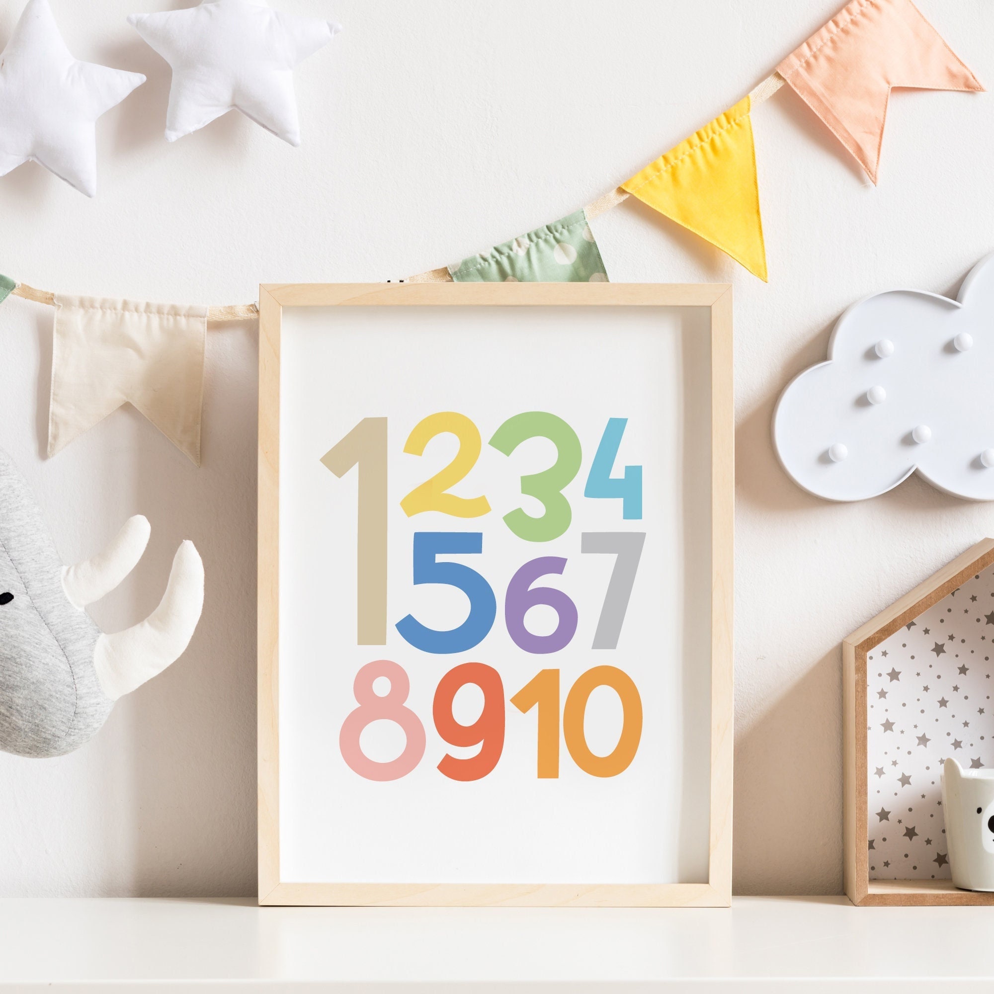 Colorful Numbers Wall Art Printable Digital Download - Etsy