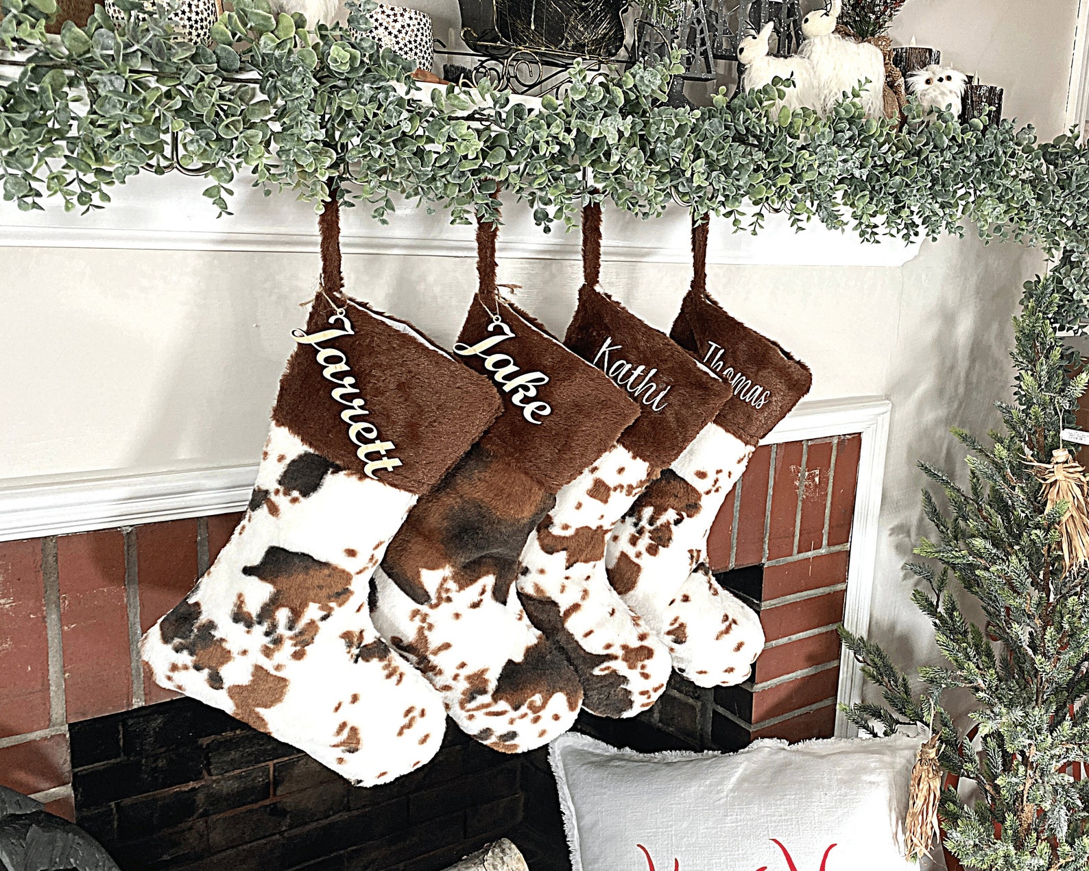 Brown Cow Personalized Stocking Furry Cow Custom Stocking - Etsy