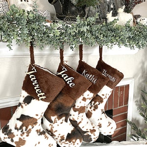 Brown Cow Personalized Stocking Furry Cow Custom Stocking | Etsy