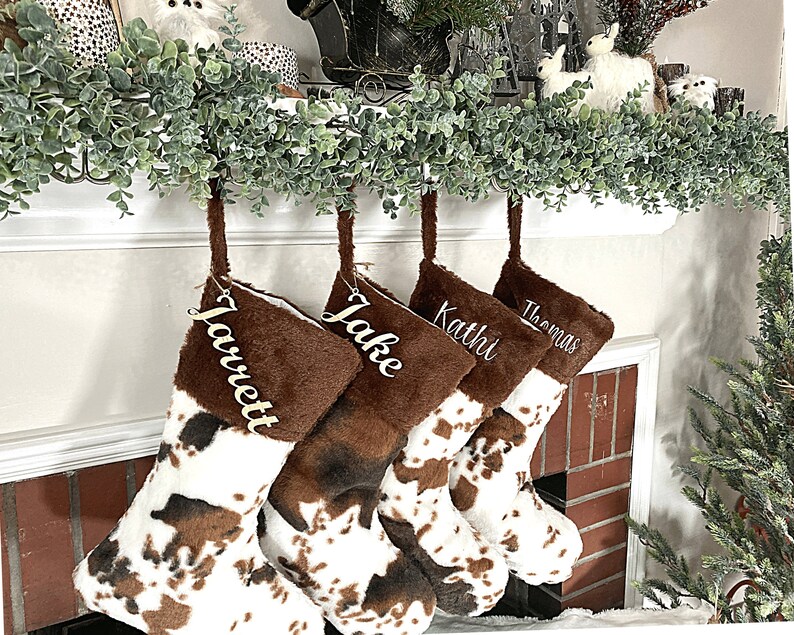 Brown Cow Personalized Stocking Furry Cow Custom Stocking | Etsy