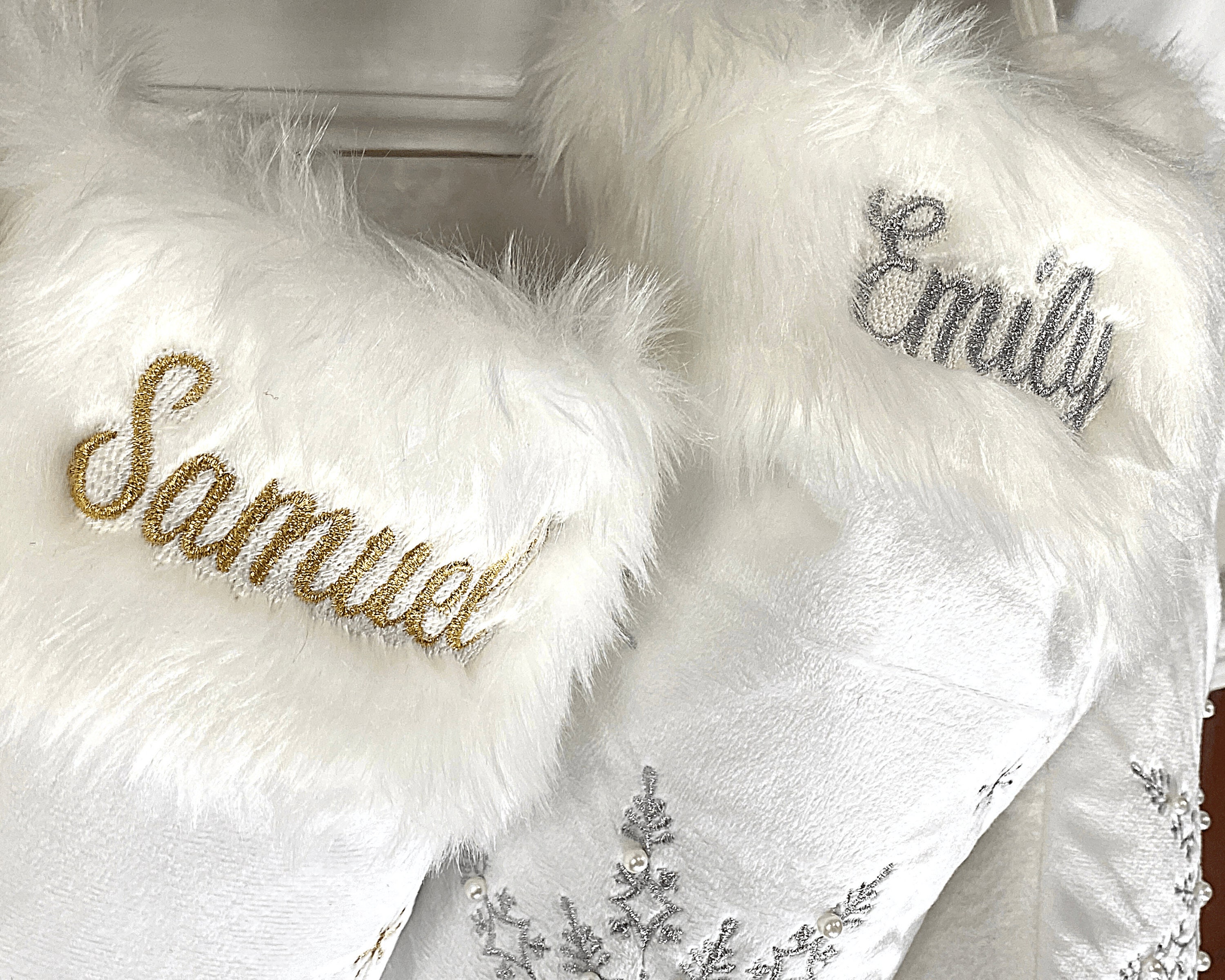Gold Silver Personalized White Stocking Ships Fast Custom | Etsy