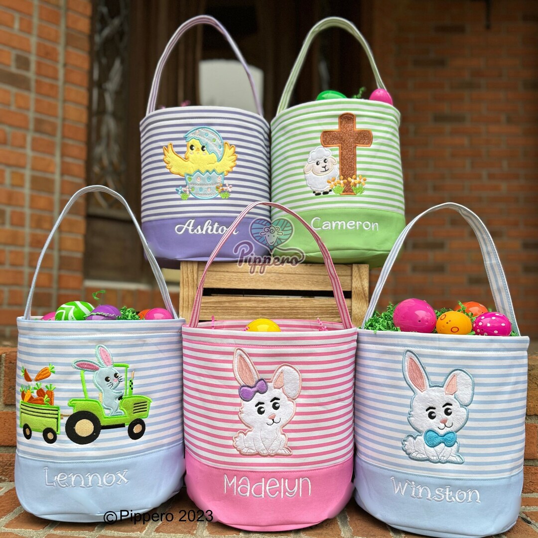 Personalized Embroidered Easter Basket With Adorable Custom Design ...