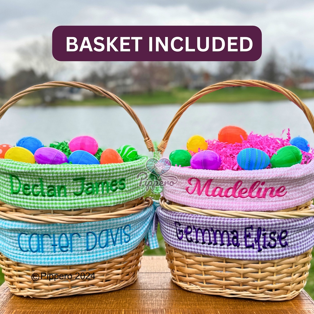 Personalized Wicker Easter Basket With Liner, Customized Easter Basket ...