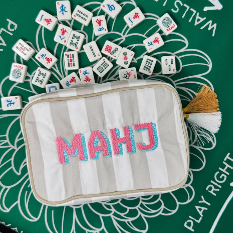 Personalized Embroidered Mahjong Tile Bag: Custom Mahjong Gift - Etsy