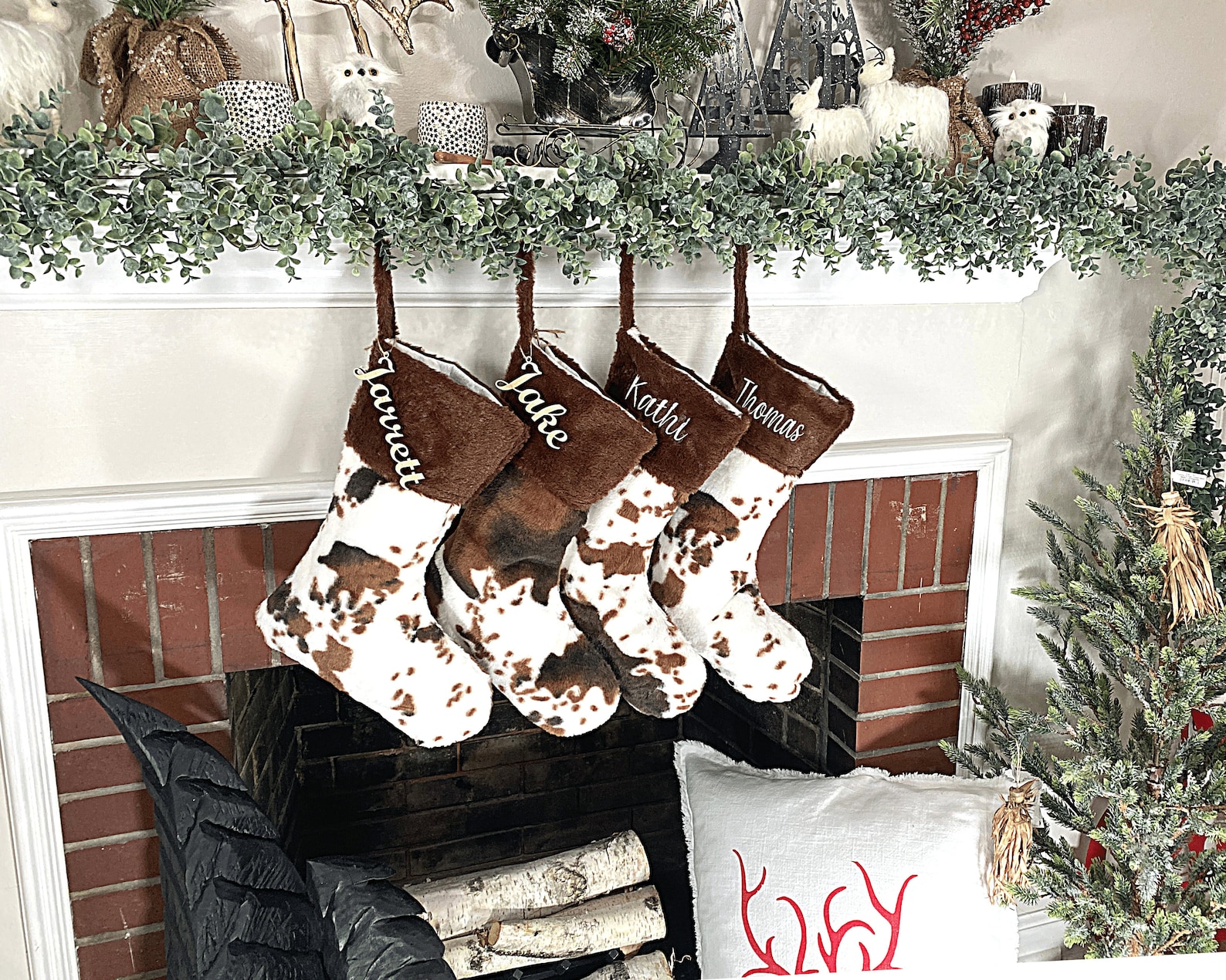 Brown Cow Personalized Stocking Furry Cow Custom Stocking | Etsy