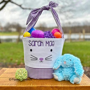 Personalized Custom Embroidered Kid's Bunny Easter Basket for Eggs and ...