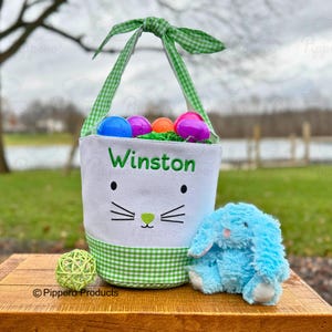 Personalized Custom Embroidered Kid's Bunny Easter Basket for Eggs and ...