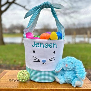 Personalized Custom Embroidered Kid's Bunny Easter Basket for Eggs and ...