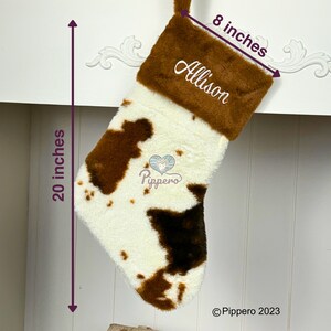 Brown Cow Personalized Stocking - Furry Cow Custom Stocking - Family ...